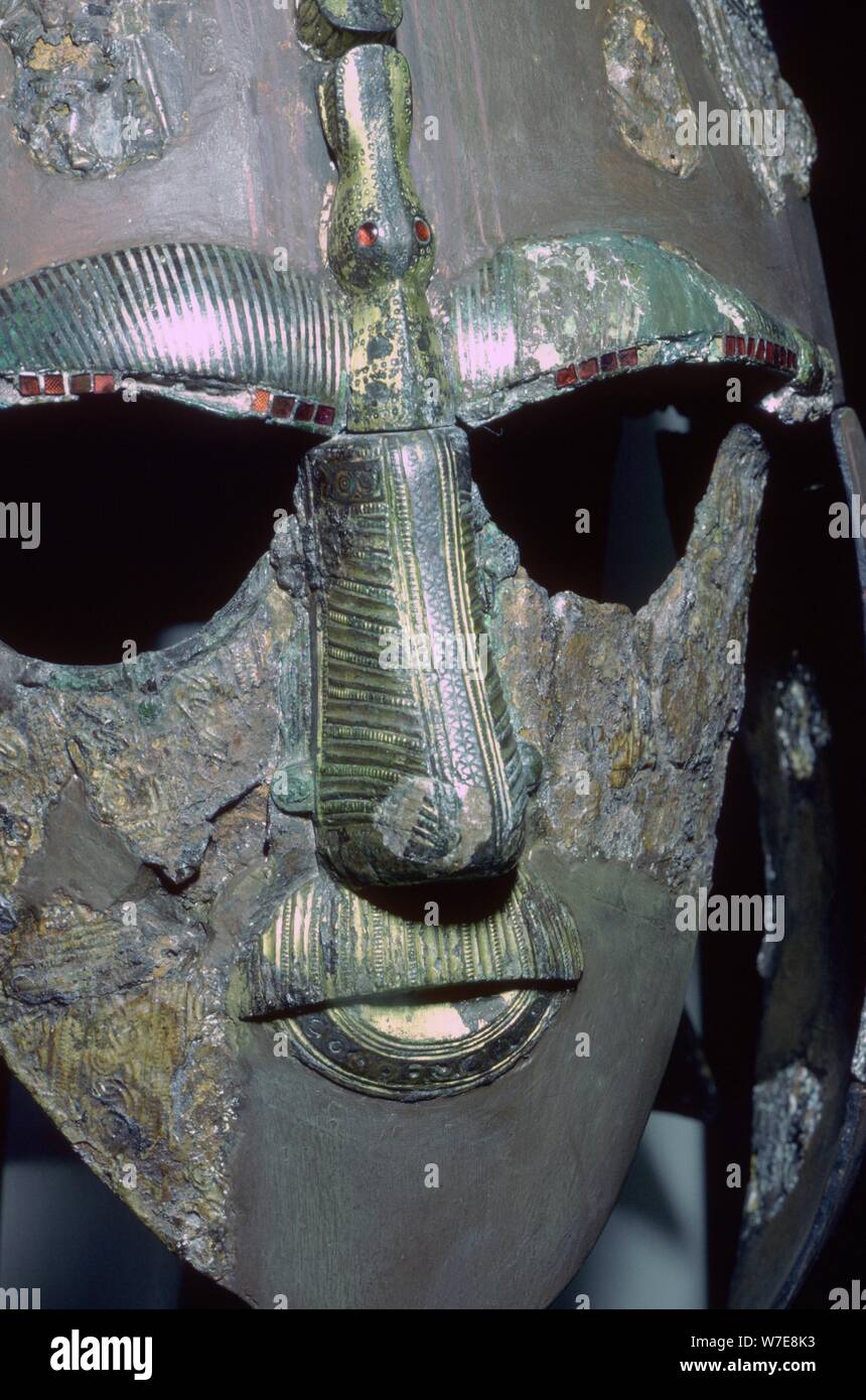 Detail of the Sutton Hoo Helmet from the ship burial. Artist: Unknown ...