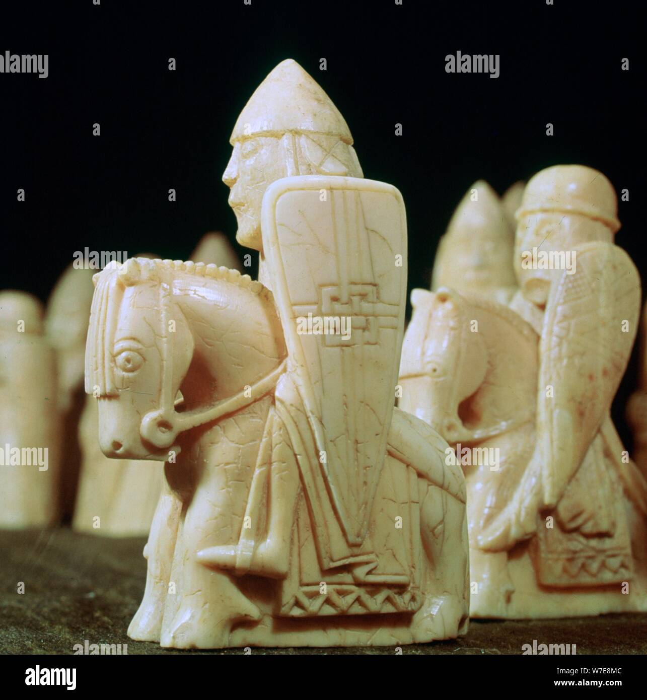 Knights - The Lewis Chessmen, (Norwegian?), c1150-c1200. Artist ...