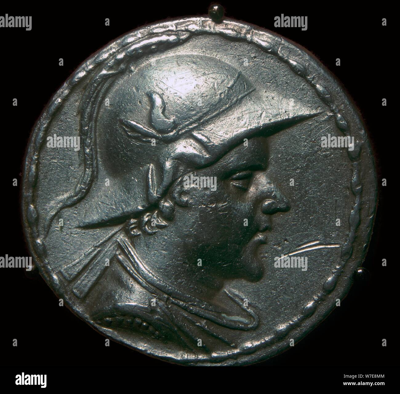 Silver coin of Eucratides I, a King of Bactria. Artist: Unknown Stock ...