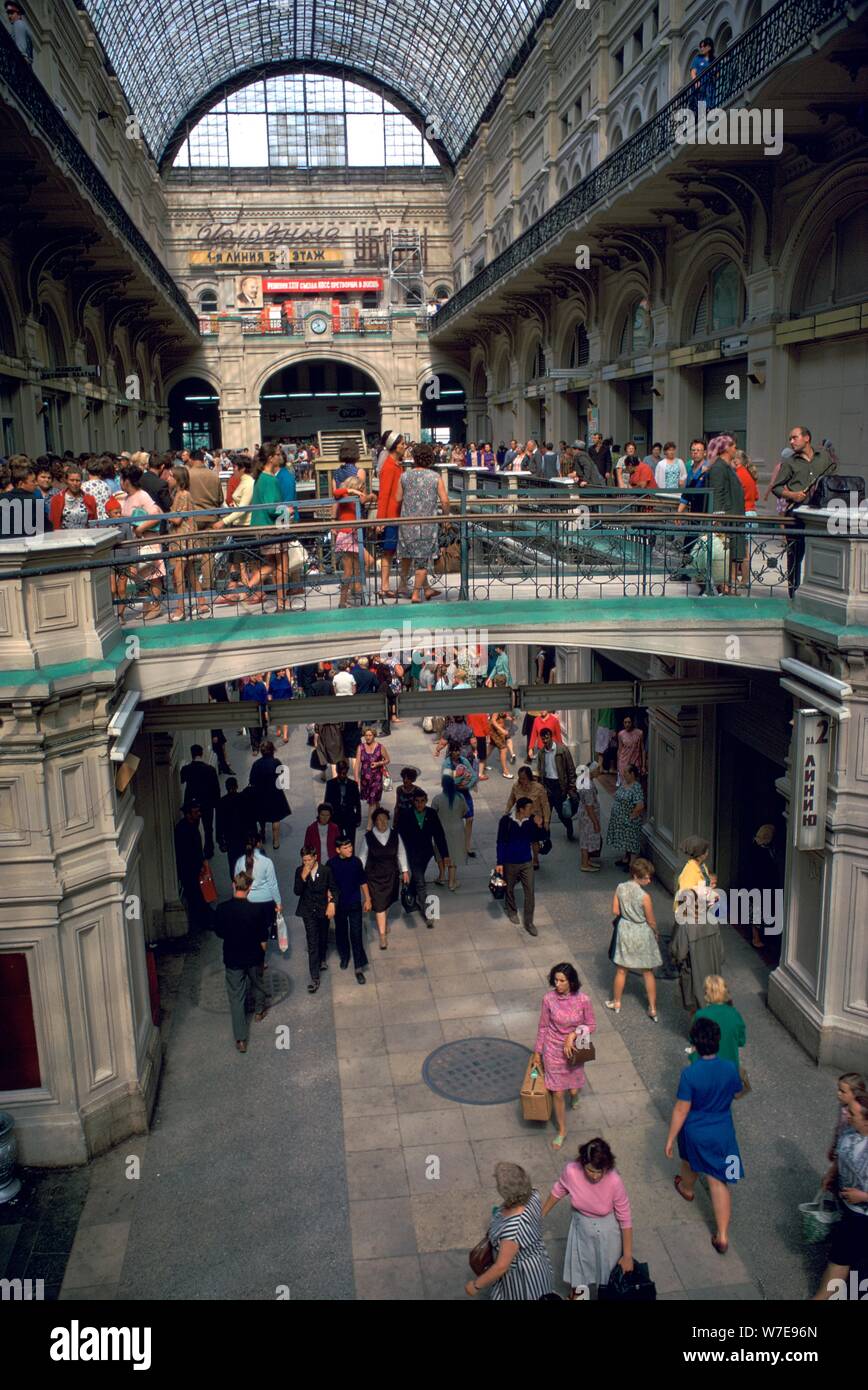 The soviet-era GUM department store in Moscow, 19th century. Artist ...