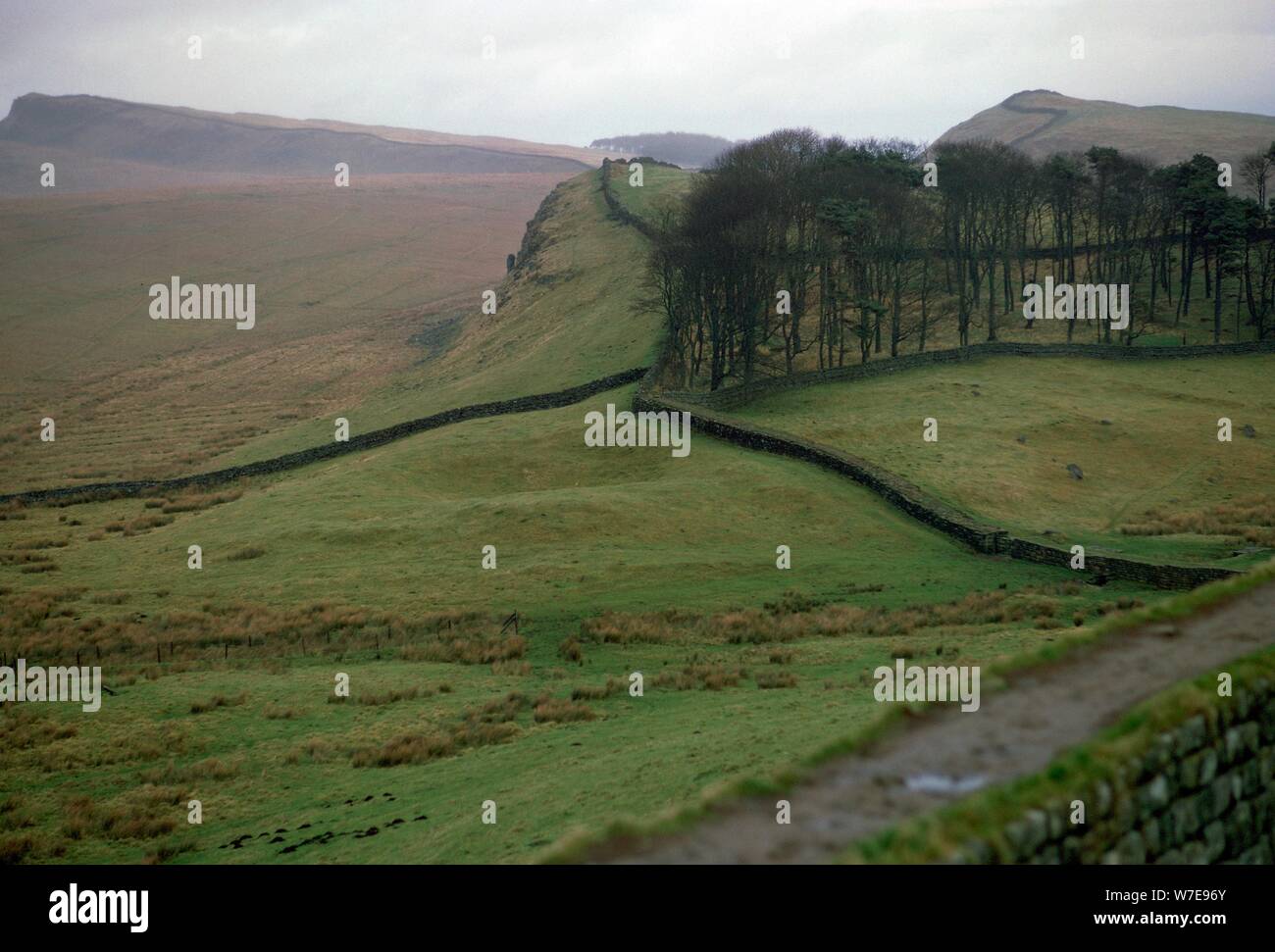 Hadrian's Wall from Housesteads Fort in Northumberland, 2nd century ...
