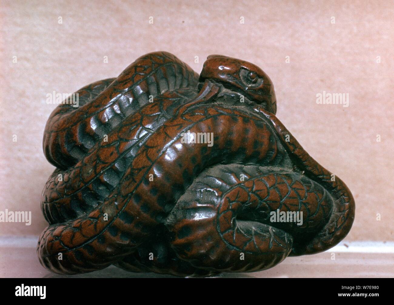 Japanese Netsuke of a snake, 19th century. Artist: Unknown Stock Photo ...