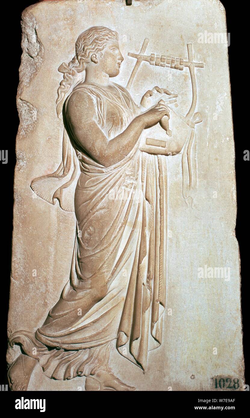 Neo-Attic relief of the Muse Citharide. Artist: Unknown Stock Photo - Alamy
