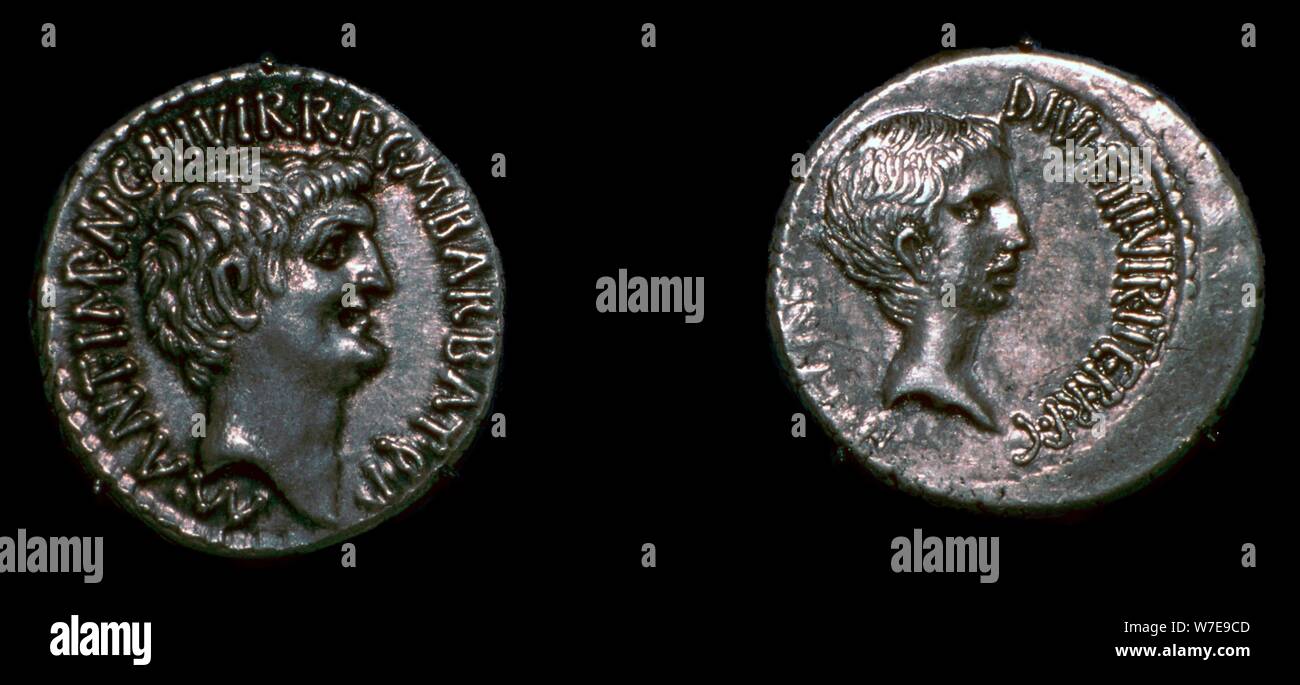 Coins of Mark Antony and Octavian, 1st century BC. Artist: Unknown ...
