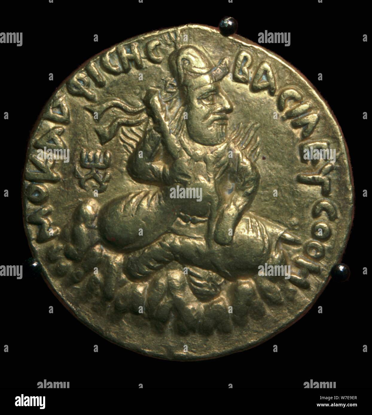 Gold coin of the Kushan emperor Vima Kadphises, 1st century. Artist ...