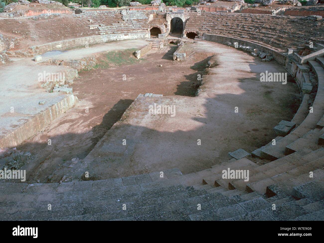 Roman amphitheatre in Merida, Spain, 1st century. Artist: Unknown Stock ...