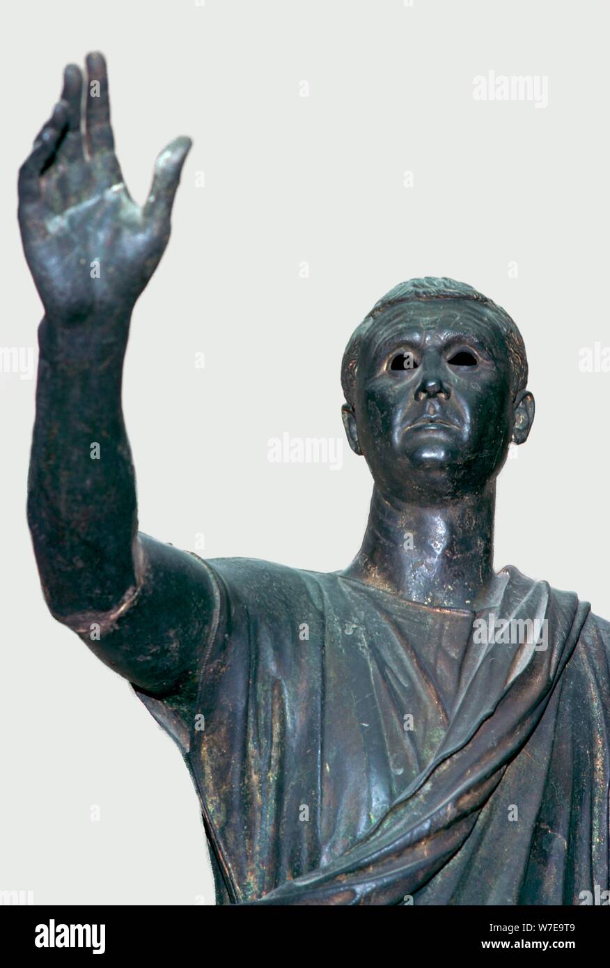 Detail of the Etruscan bronze Orator. Artist: Unknown Stock Photo - Alamy