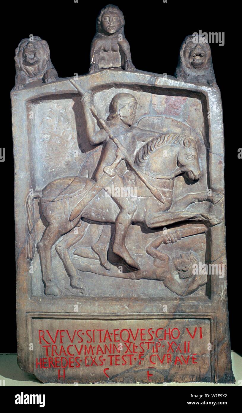 Roman tombstone erected in memory of a Thracian cavalryman, 2nd century ...