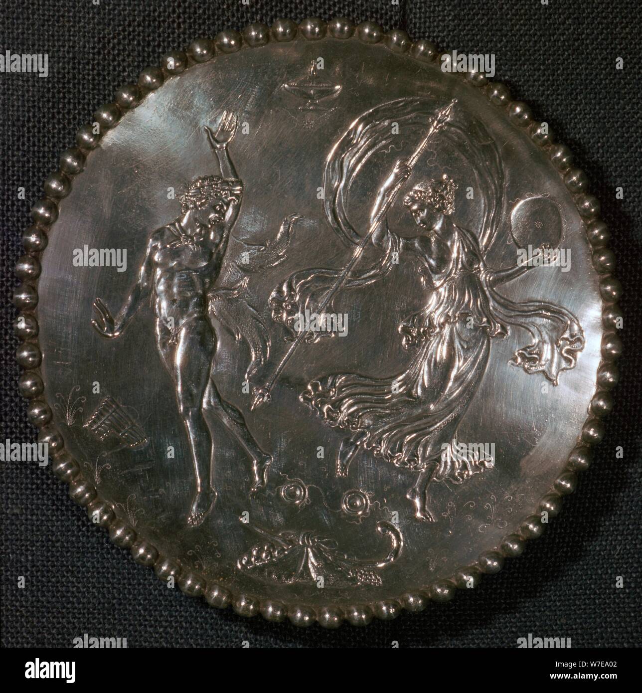 Roman silver platter with Bacchanalian figures from the Mildenhall ...
