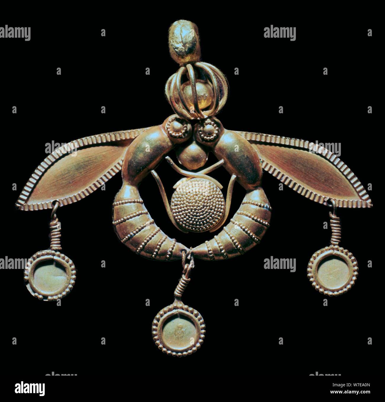 Minoan gold pendant with two bees and a honeycomb, 18th century BC ...