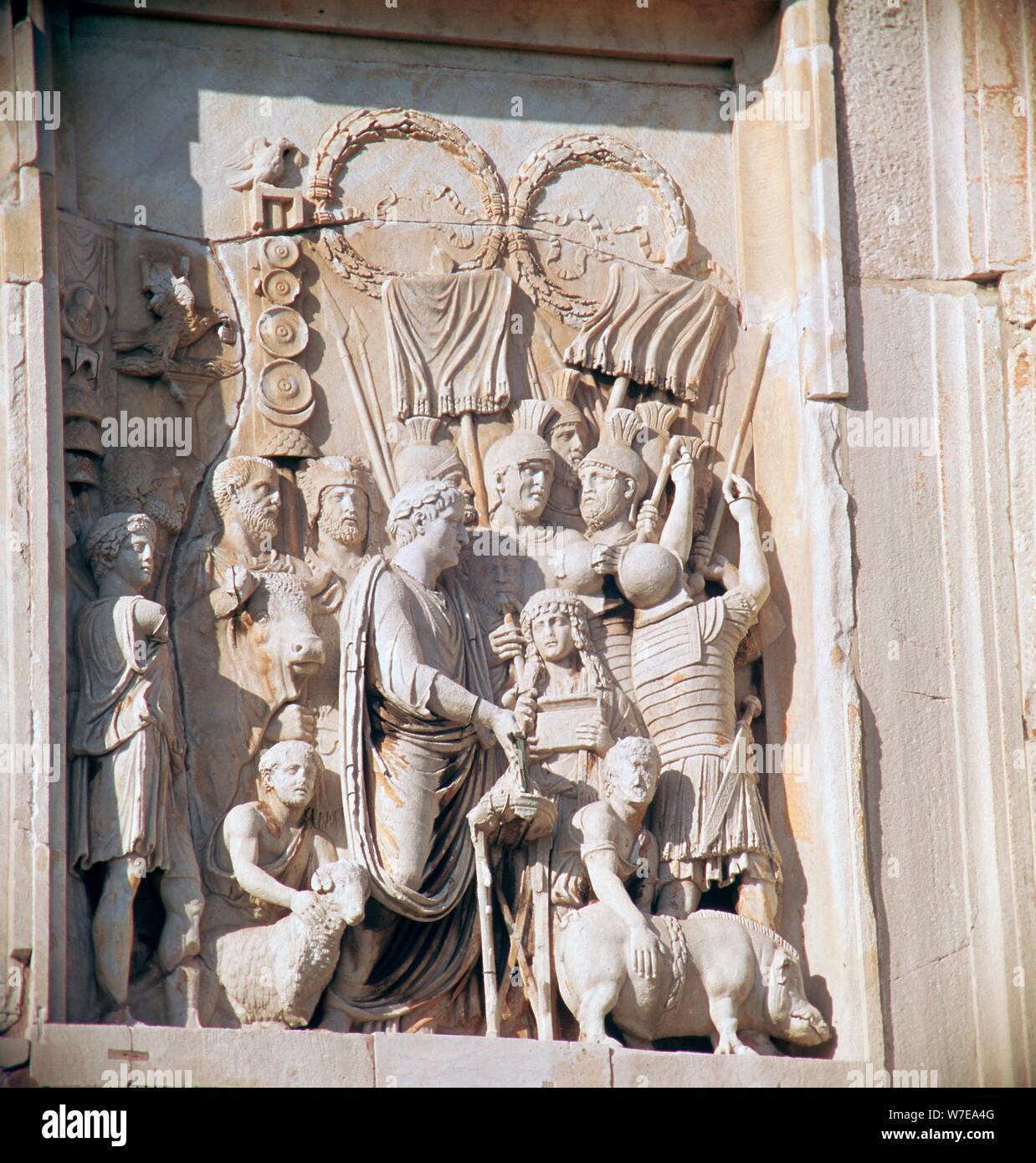 Detail from the arch of Constantine, 3rd century. Artist: Unknown Stock ...
