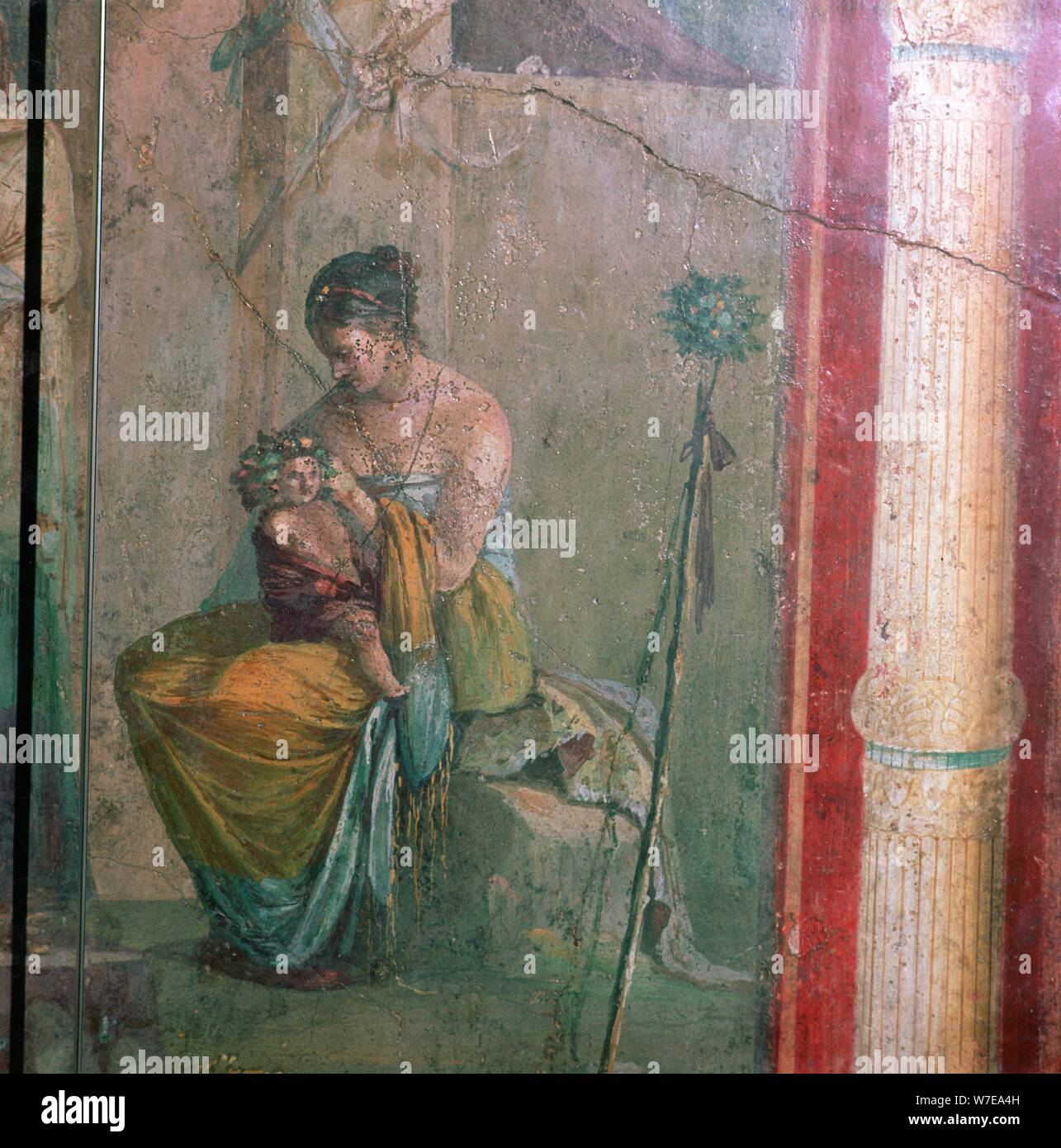 Roman wall-painting of Leucothea and the infant Dionysus, 1st century ...