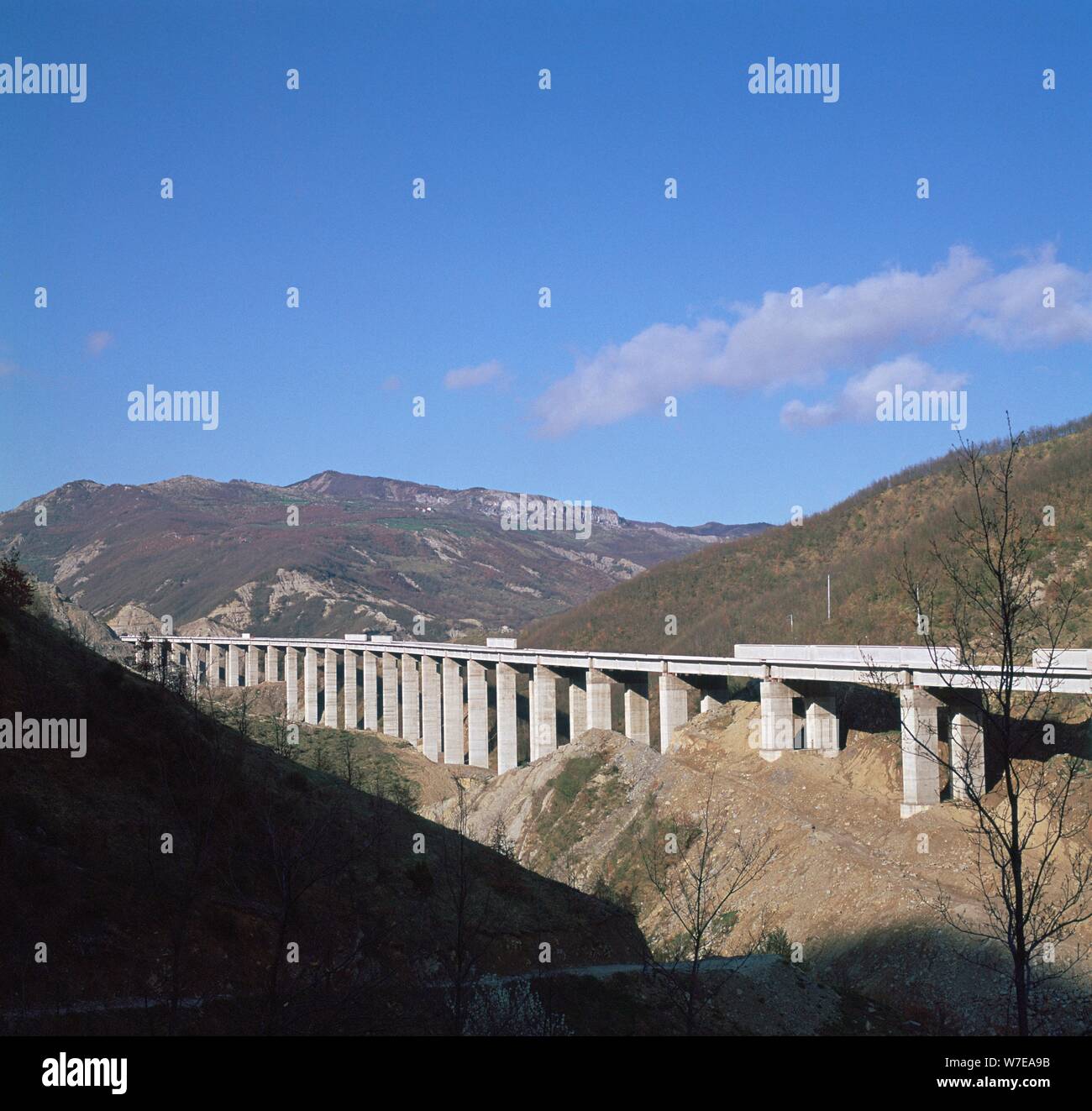 A new motorway being built, cutting through the Apennines. Artist ...