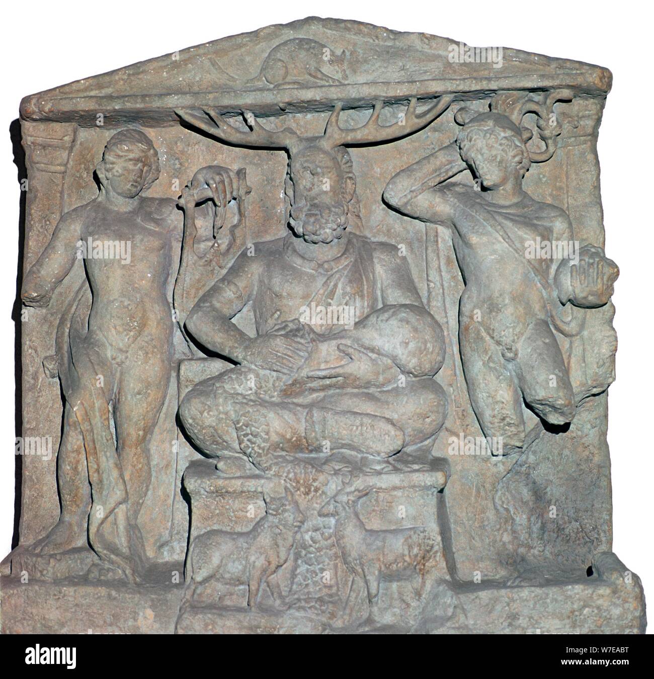 Gallo-Roman relief of the Celtic horned god Cernunnos. Artist: Unknown ...