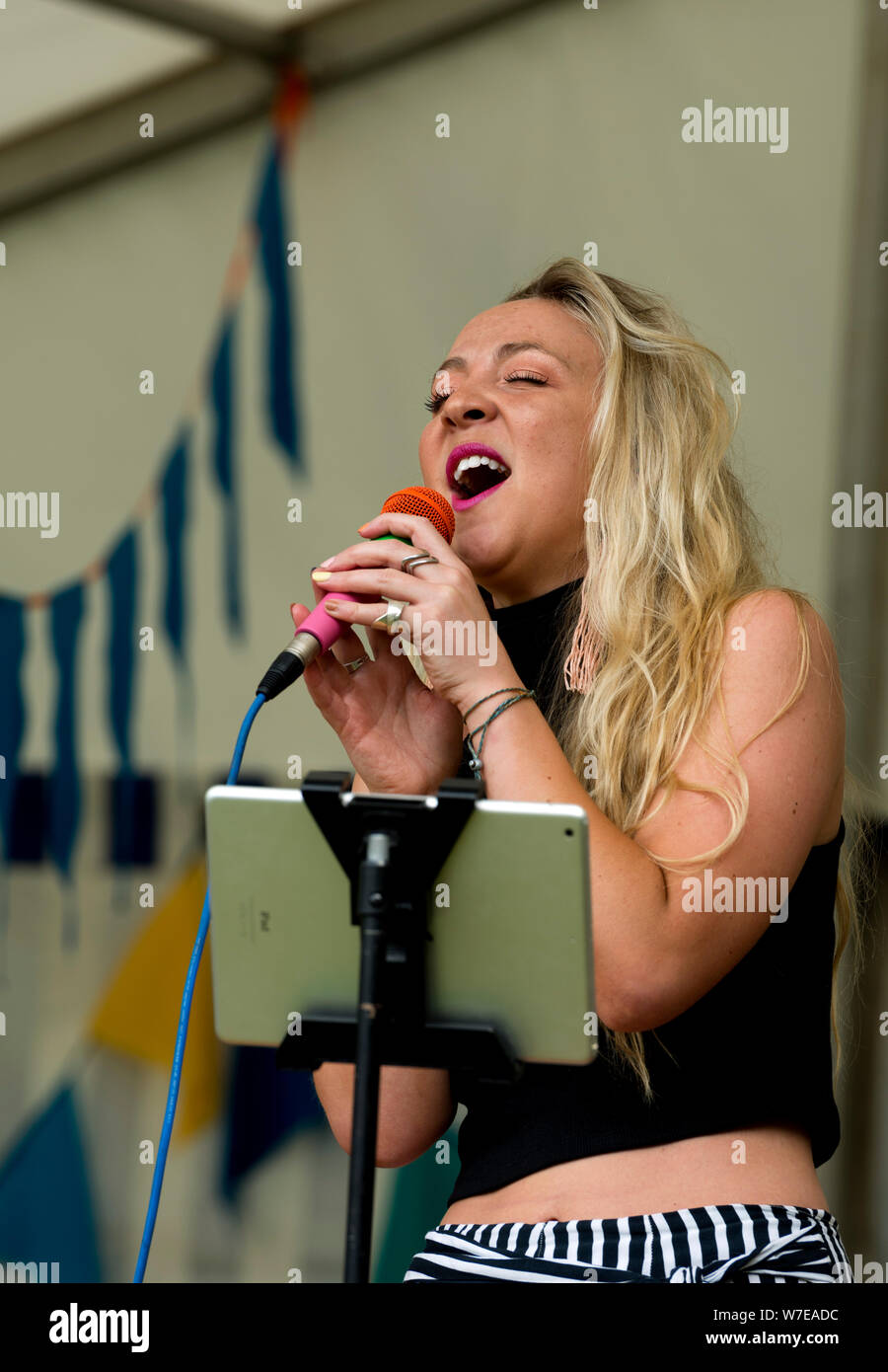 Singer using microphone hi-res stock photography and images - Alamy