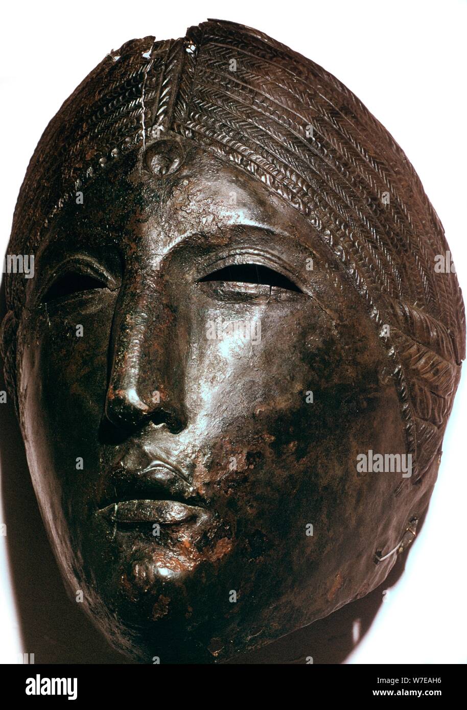 Bronze mask of the Roman goddess Juno Lucina. Artist: Unknown Stock ...