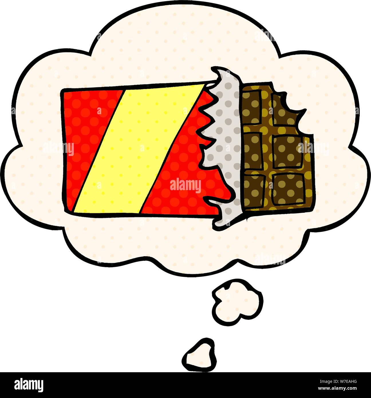 cartoon chocolate bar with thought bubble in comic book style Stock ...