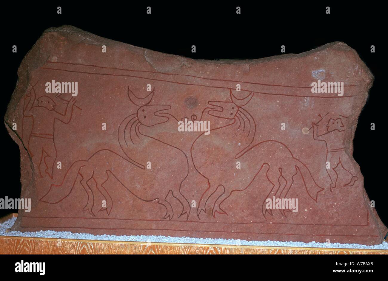 Iron age stela of two horses fighting, 5th century. Artist: Unknown ...