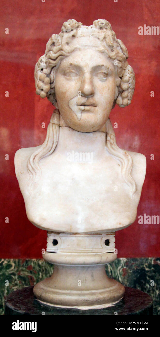 Portrait bust of Dionysus, God of Wine and patron of wine making ...
