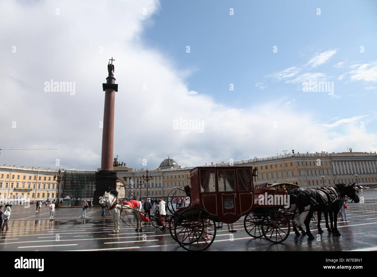 Horse-drawn carriage in Palace Square, St Petersburg, Russia, 2011 ...