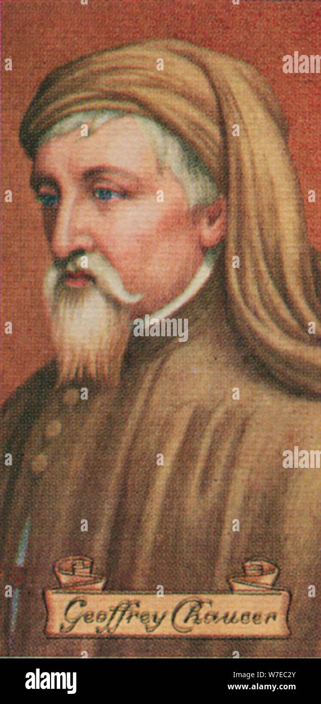 Geoffrey Chaucer, taken from a series of cigarette cards, 1935. Artist ...