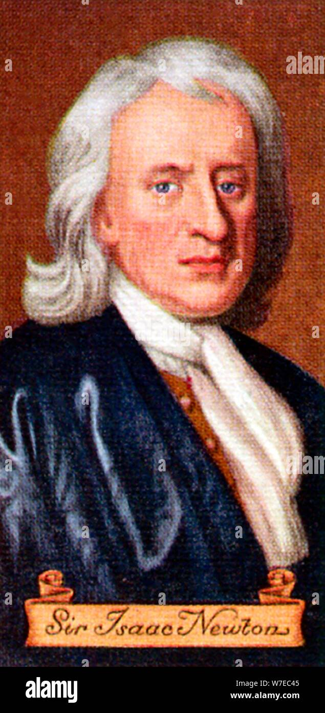 Sir Isaac Newton, taken from a series of cigarette cards, 1935. Artist ...