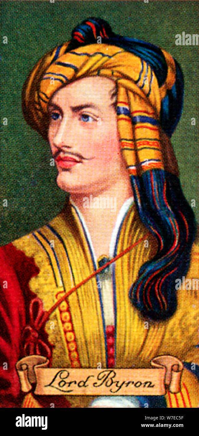 Lord Byron, taken from a series of cigarette cards, 1935. Artist ...