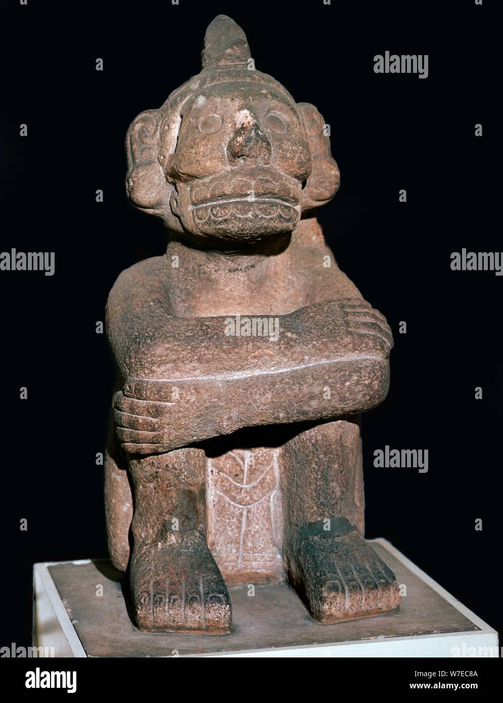 Pre-Columbian pottery statuette of the Mayan god Mictantecuan. Artist ...
