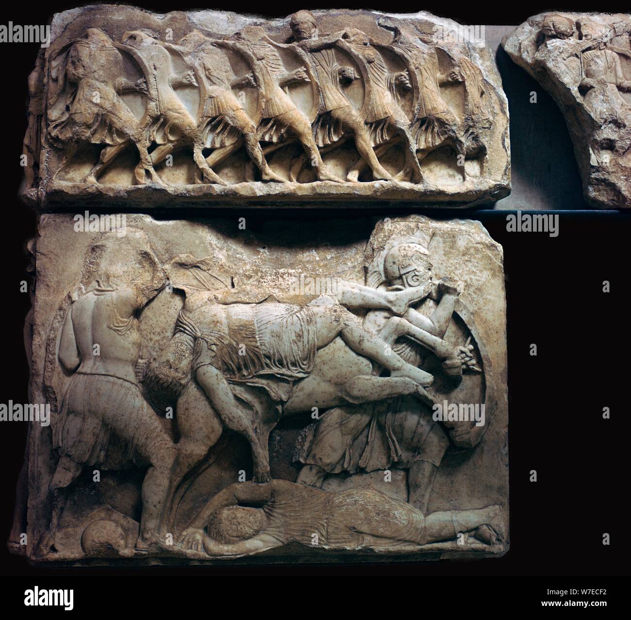 Frieze of Greek warriors in battle, 5th century BC. Artist: Unknown ...