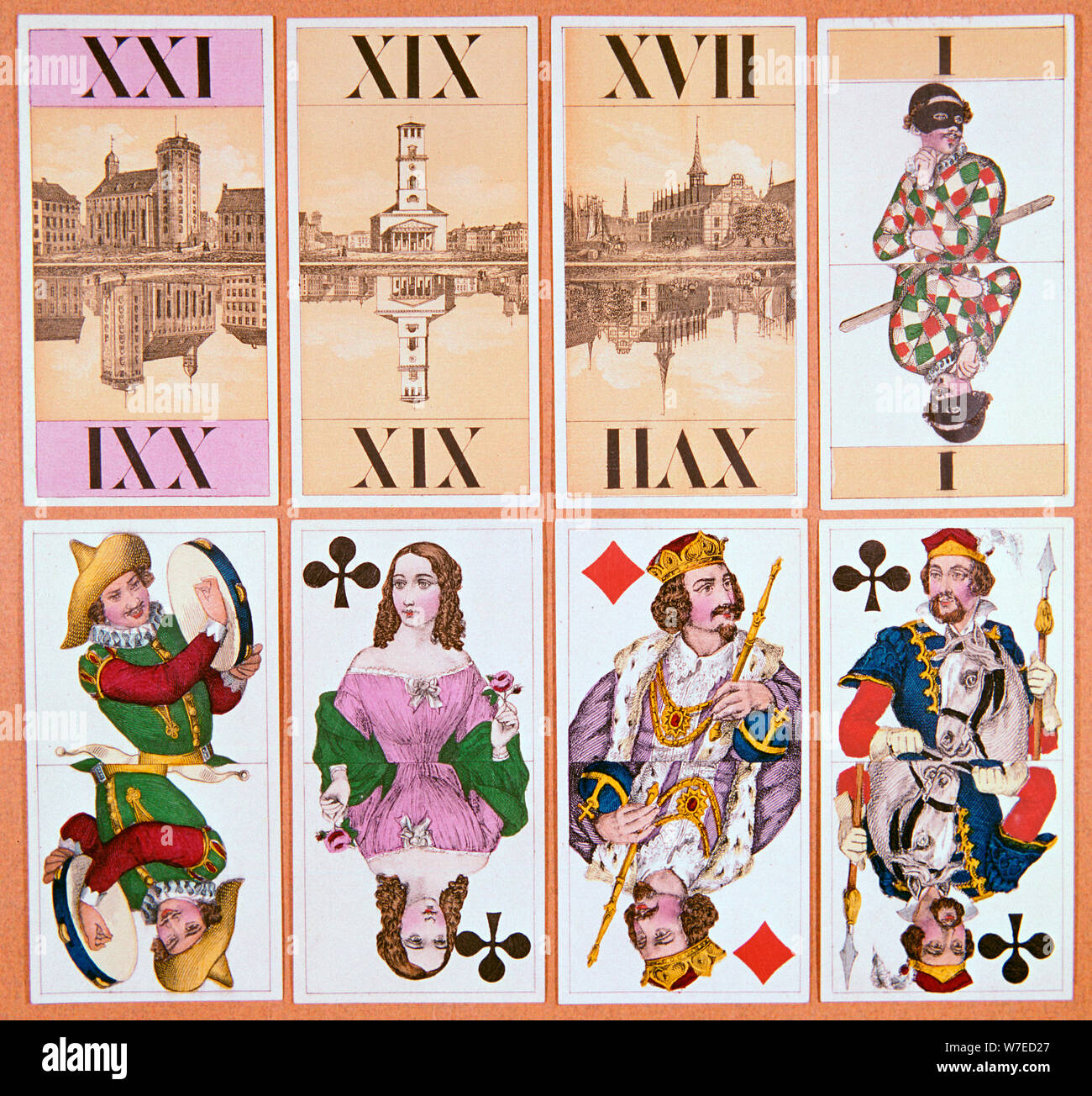 Cards from a Danish tarot pack, 19th century. Artist: Unknown Stock ...