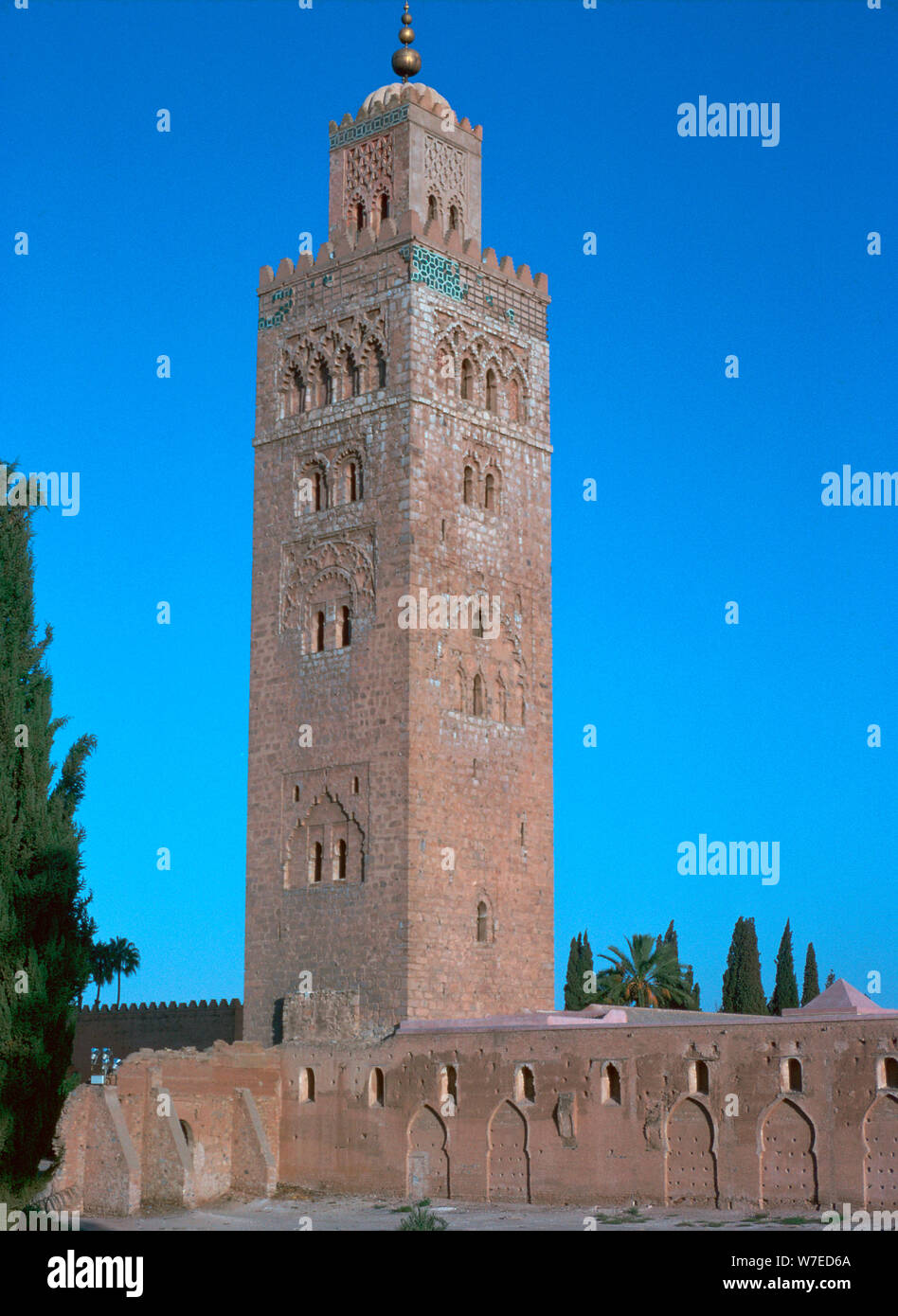 Tower of Koutoubia Mosque in Marrakech, 12th century. Artist: Abu Yusuf Yaqub al-Mansur Stock ...