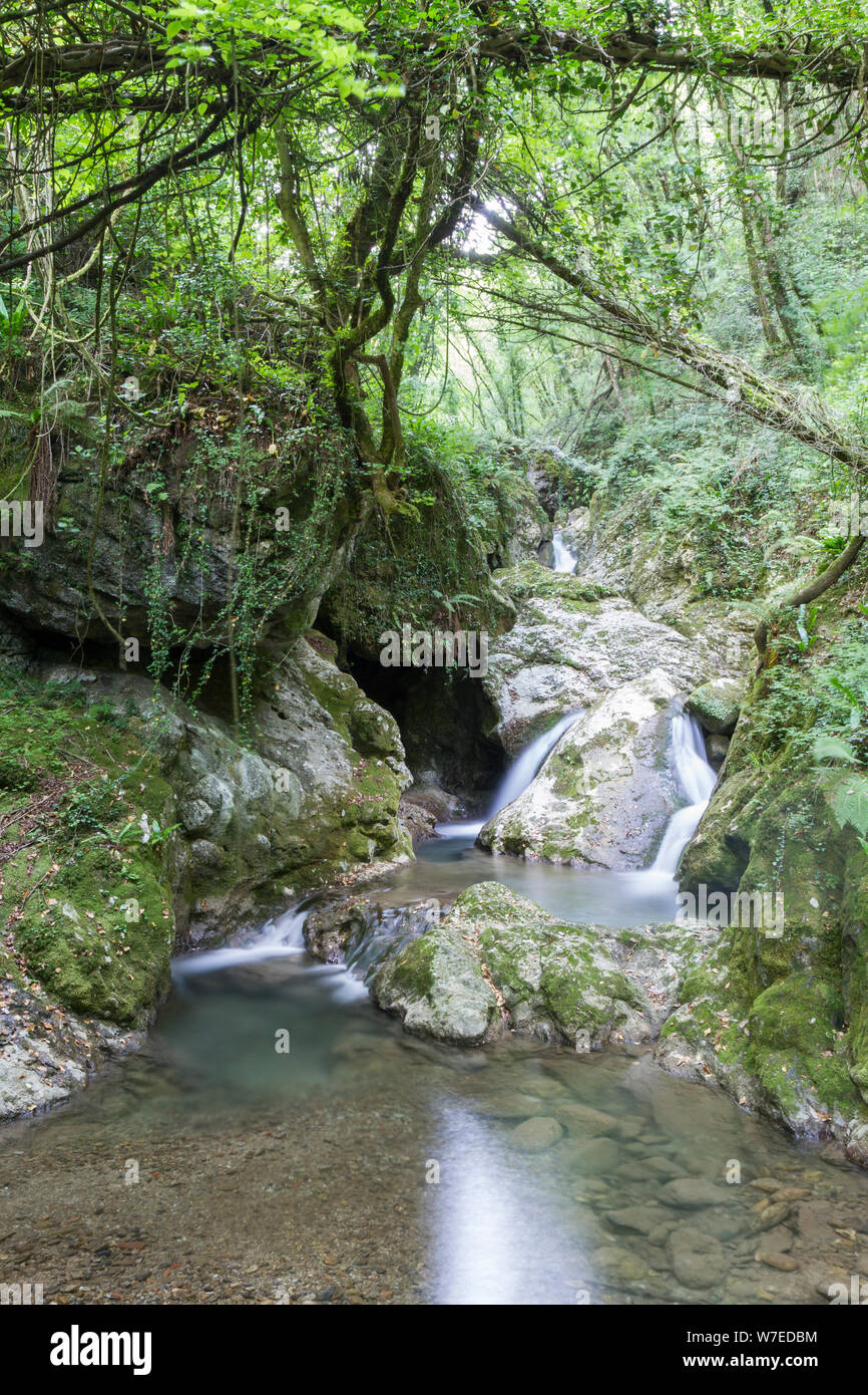 Landscape: Italy, waterfalls on the stream near Florence - long ...