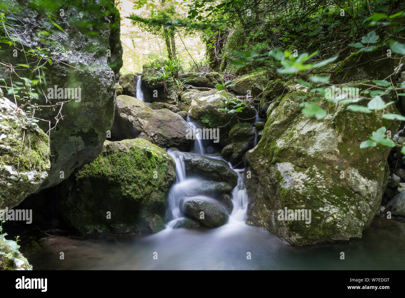 Landscape: Italy, waterfalls on the stream near Florence - long ...