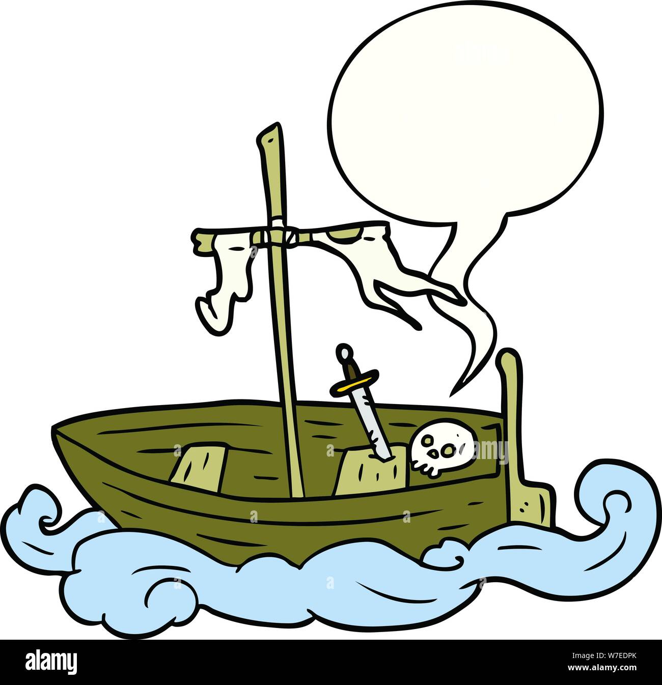 cartoon old shipwrecked boat with speech bubble Stock Vector Image ...