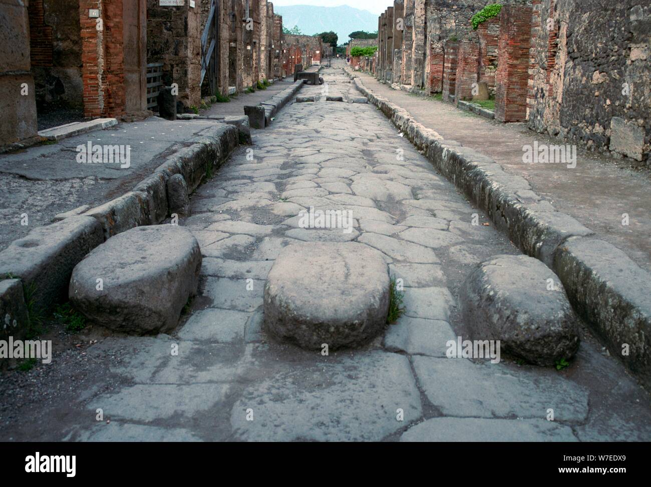 Street in the Roman town of Pompeii, 1st century. Artist: Unknown Stock ...