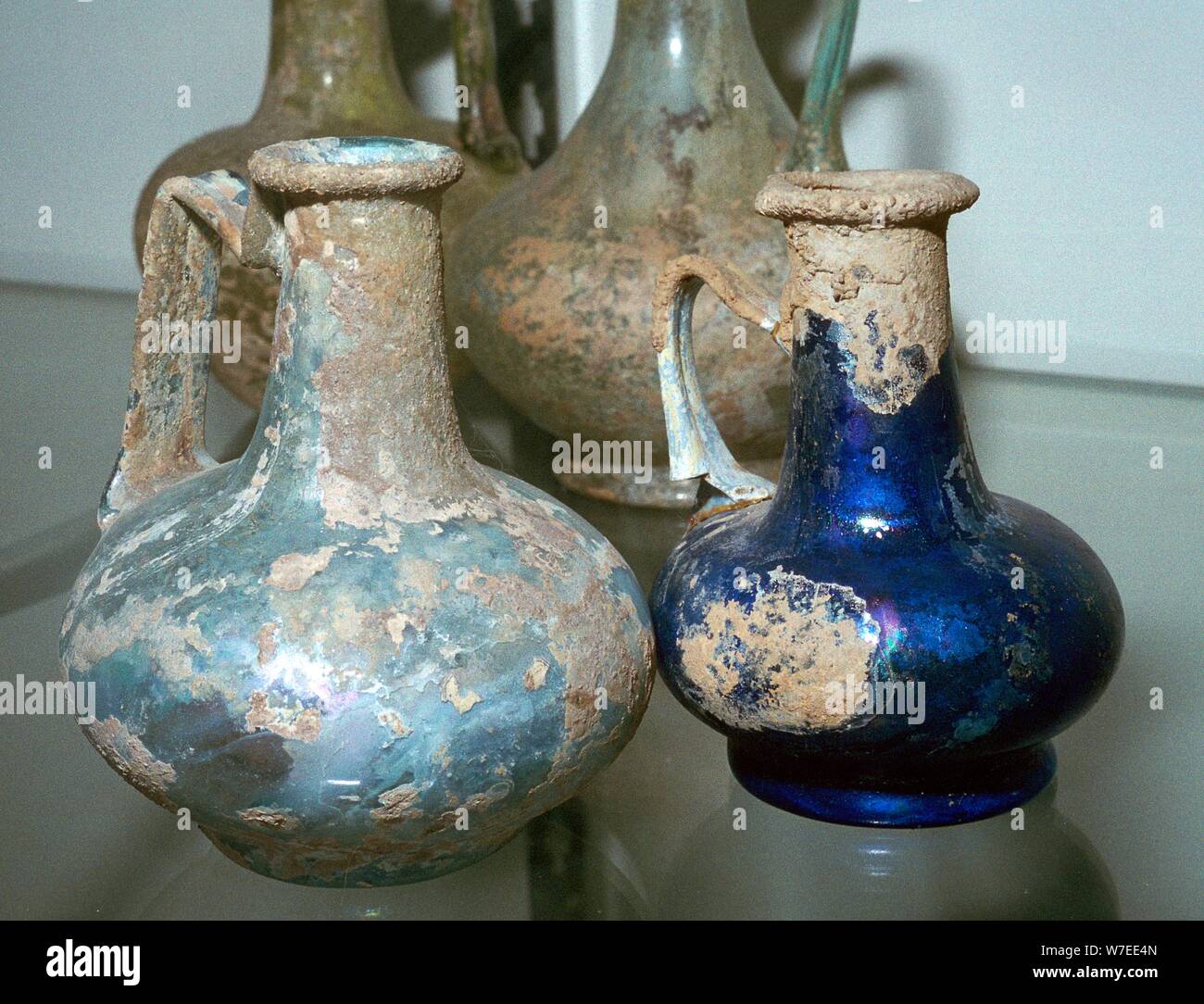 Roman glass bottles. Artist: Unknown Stock Photo - Alamy