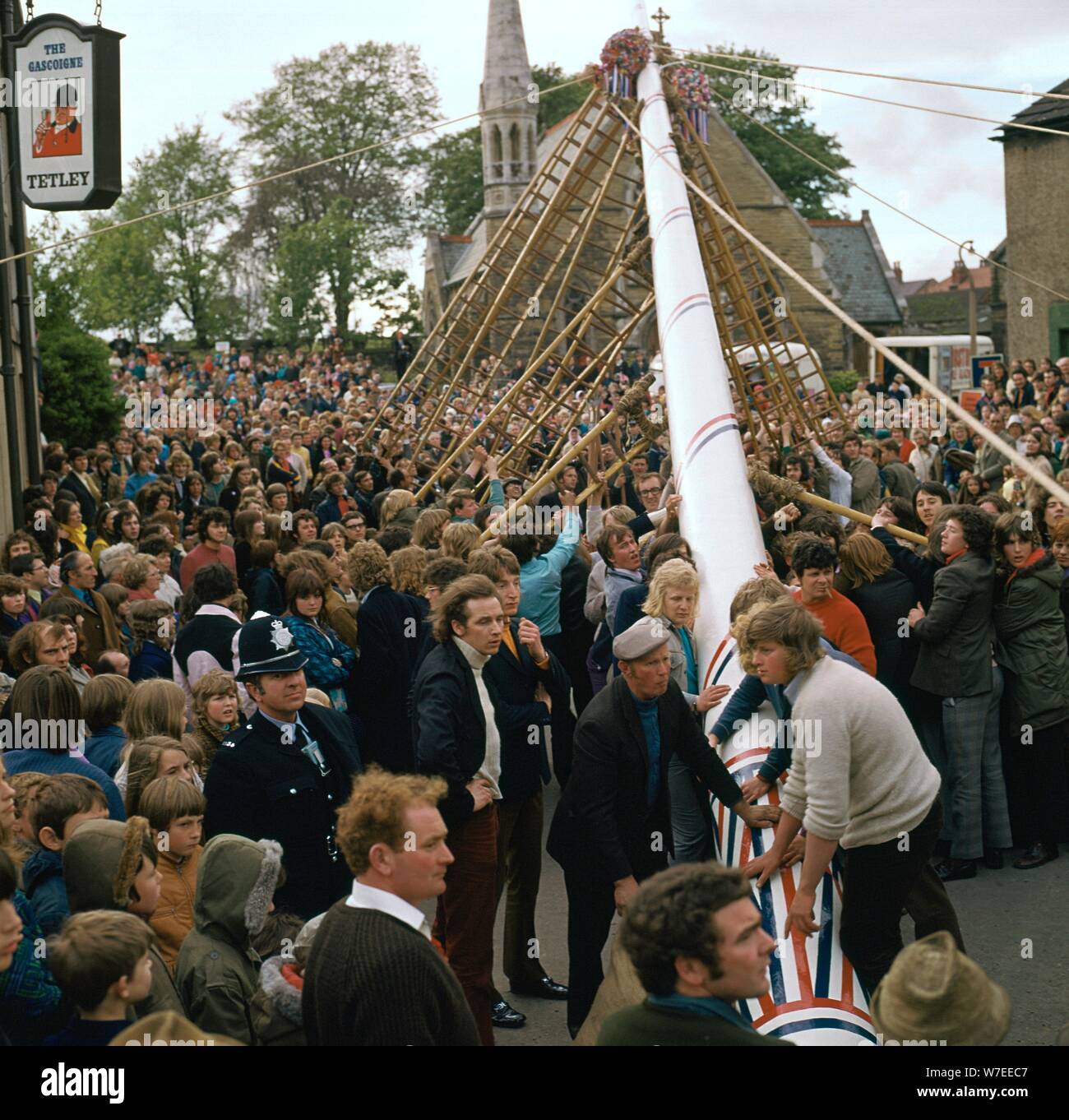 Raising the maypole. Artist: Unknown Stock Photo - Alamy