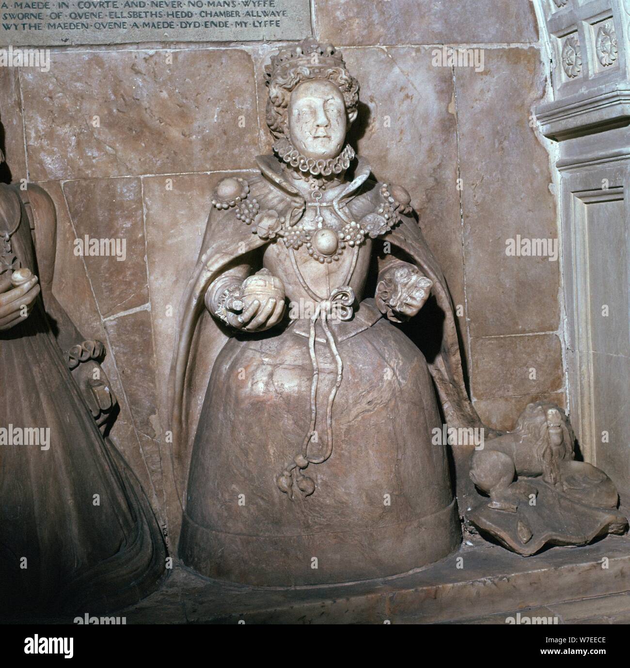 Alabaster statue of Queen Elizabeth I, 16th century. Artist: Unknown ...