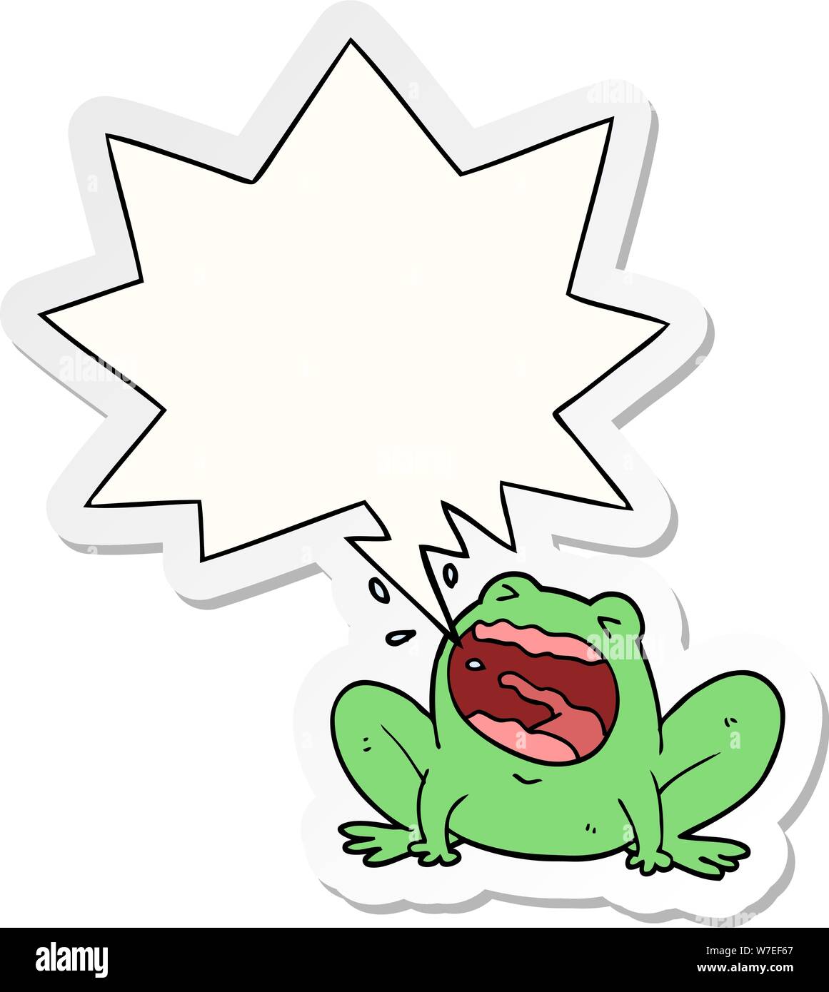 cartoon frog shouting with speech bubble sticker Stock Vector Image ...