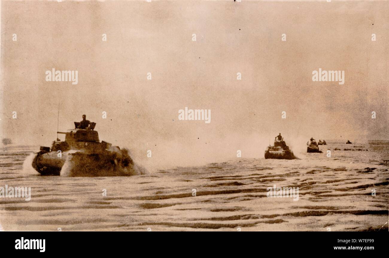 Axis tanks in the Libyan desert, World War II, c1940-c1943. Artist ...