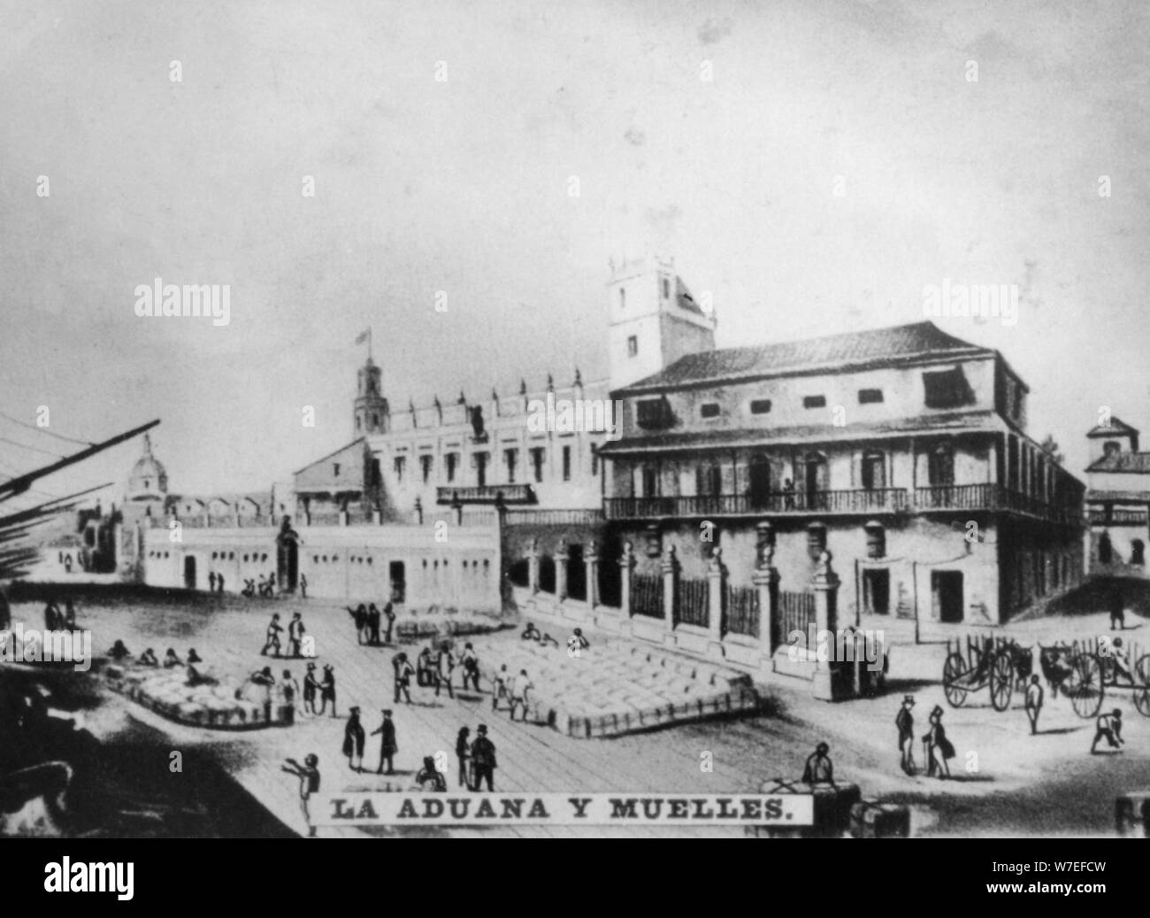 Customs house and wharves, Havana, Cuba, 1841, [c1910]. Artist: Unknown ...