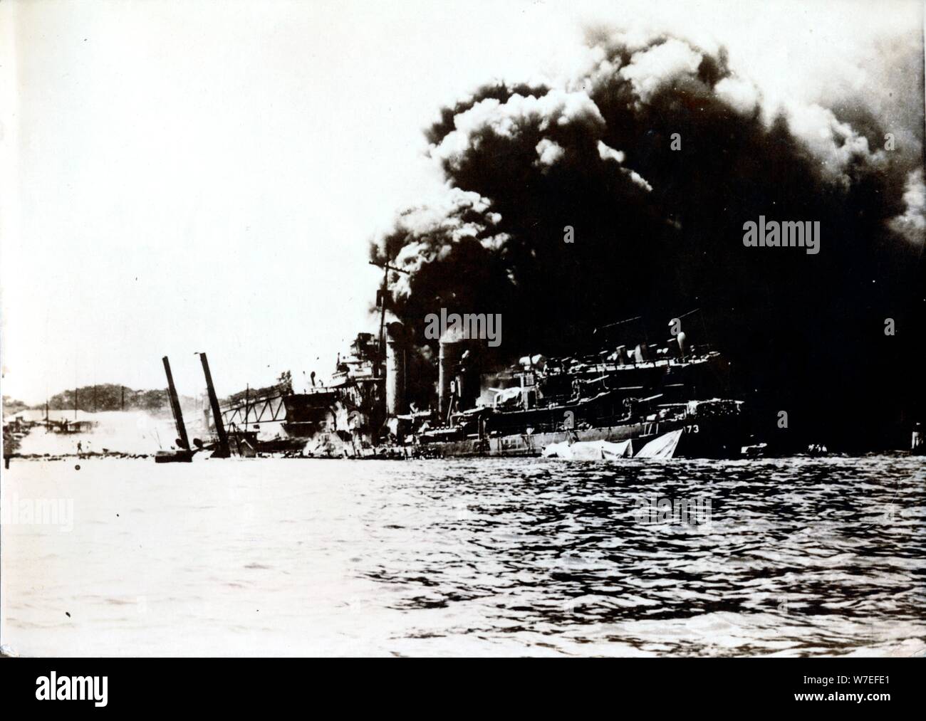 USS Shaw, attack on Pearl Harbor, December 7th, 1941. Artist: Unknown ...