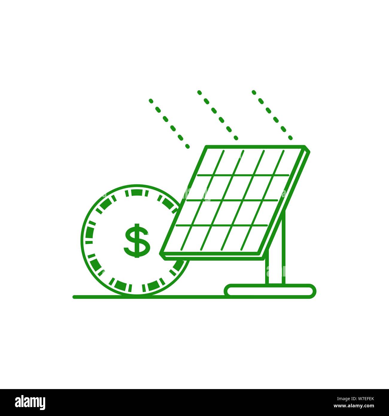 cash coin money with solar panel energy vector illustration design ...