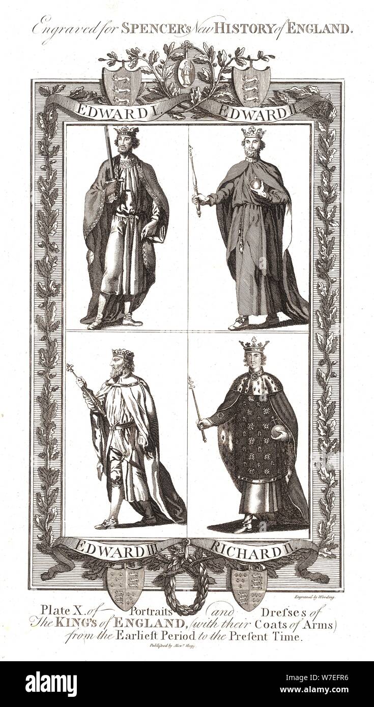 Portraits and Dresses of The Kings of England with coats of Arms, 1784 ...