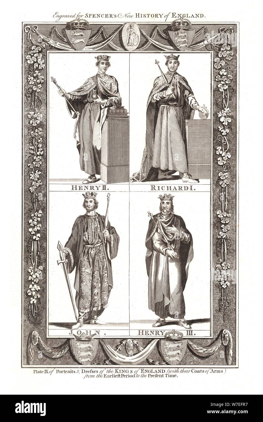 Portraits and Dresses of The Kings of England with coats of Arms, 1784 ...