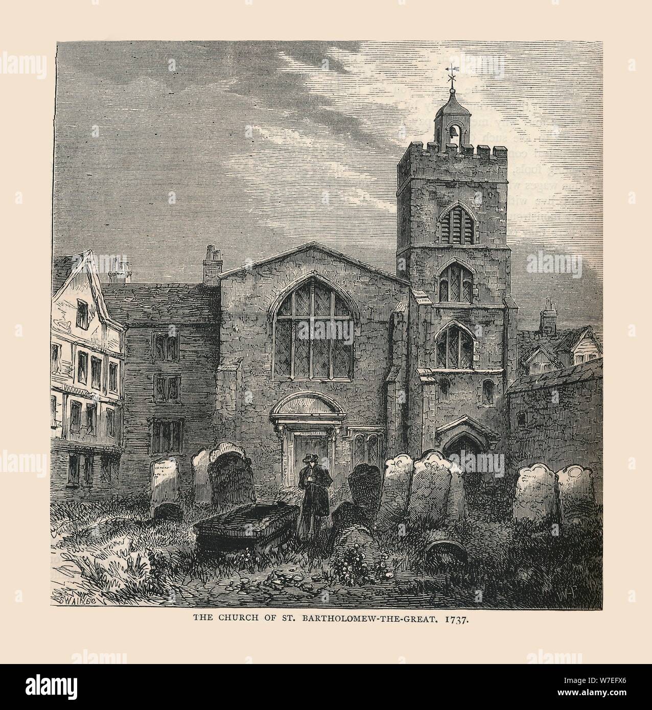 The Church of St, Bartholomew-the-Great, 1737. Artist: Unknown Stock ...