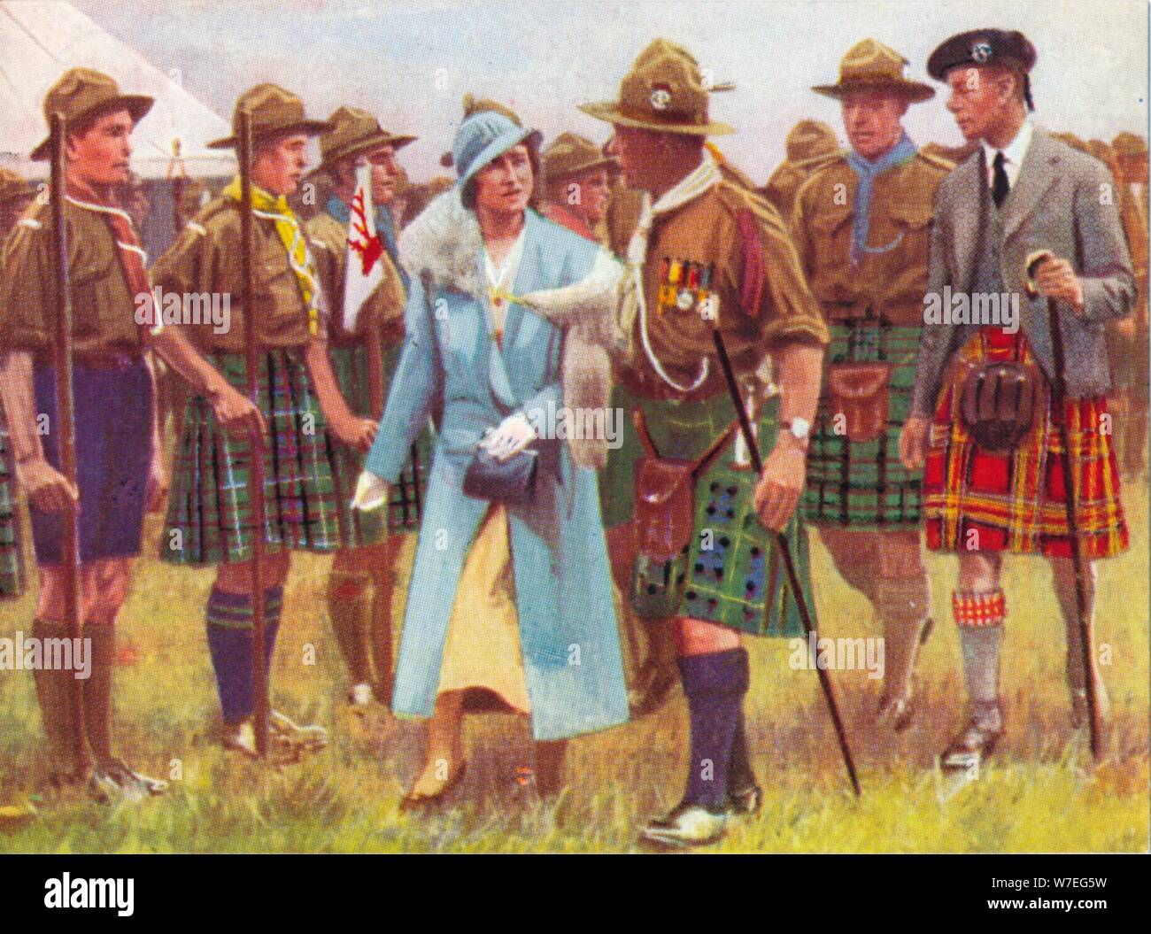 King George VI and Queen Elizabeth inspect scouts at Portree, on the ...
