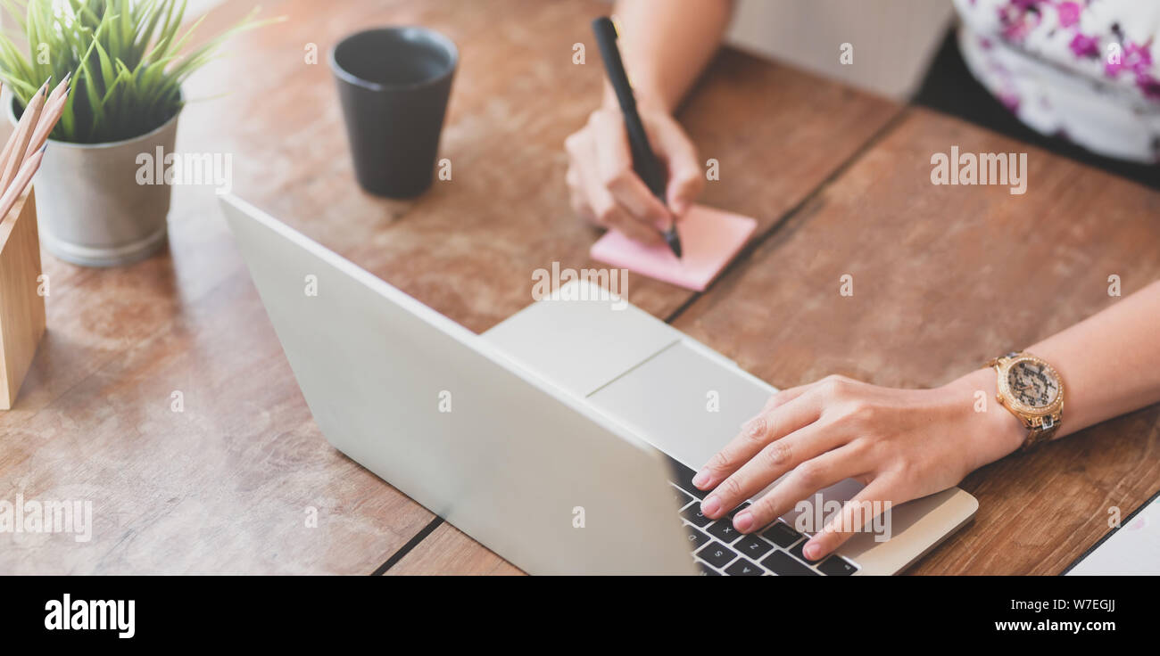 Professional businesswoman preparing her project with laptop computer ...