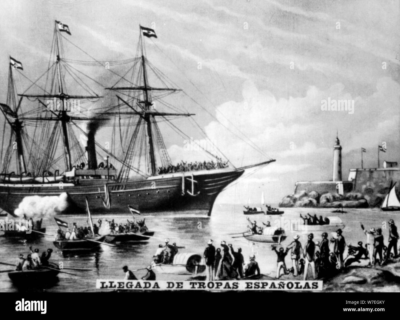 The Arrival of the Spanish Troops, (1860s), 1920s. Artist: Unknown ...