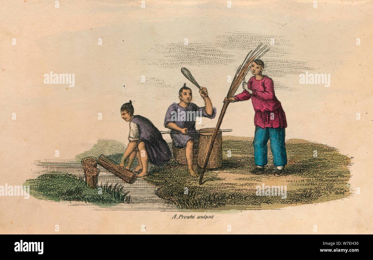 Papermaking in China, AD 105, (c1850). Artist: Unknown Stock Photo - Alamy